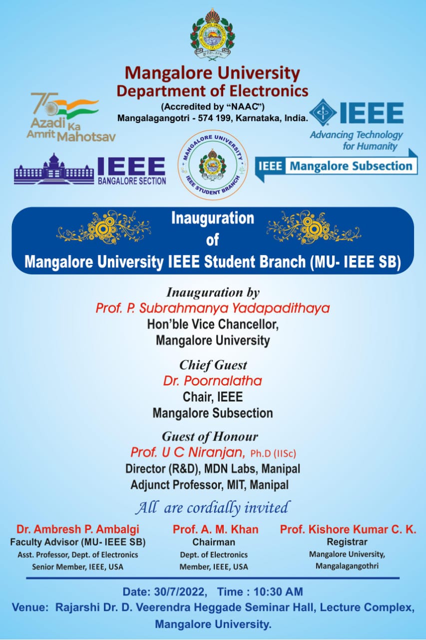 Inauguration of IEEE Mangalore Student Branch - IEEE Mangalore Subsection